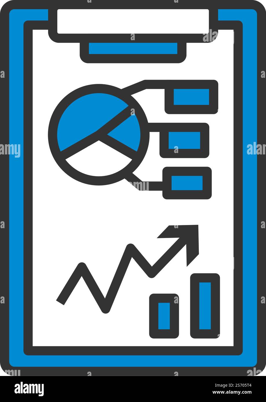 Writing Tablet With Analytics Chart Icon. Editable Bold Outline With ...