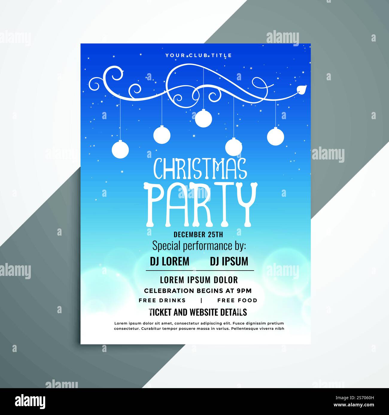 blue christmas flyer poster design with event details Stock Vector ...