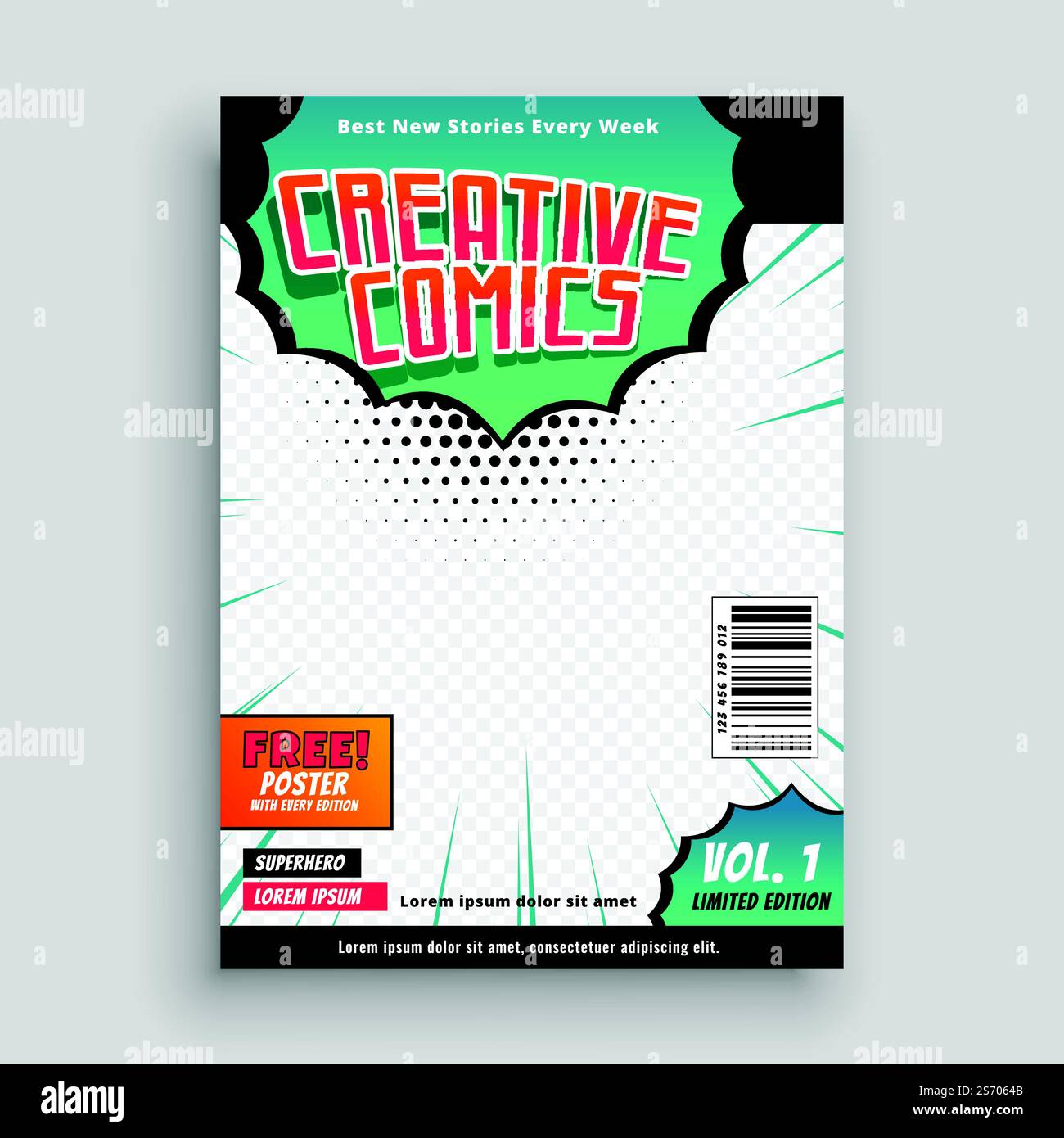 comic book cover template design Stock Vector Image & Art - Alamy