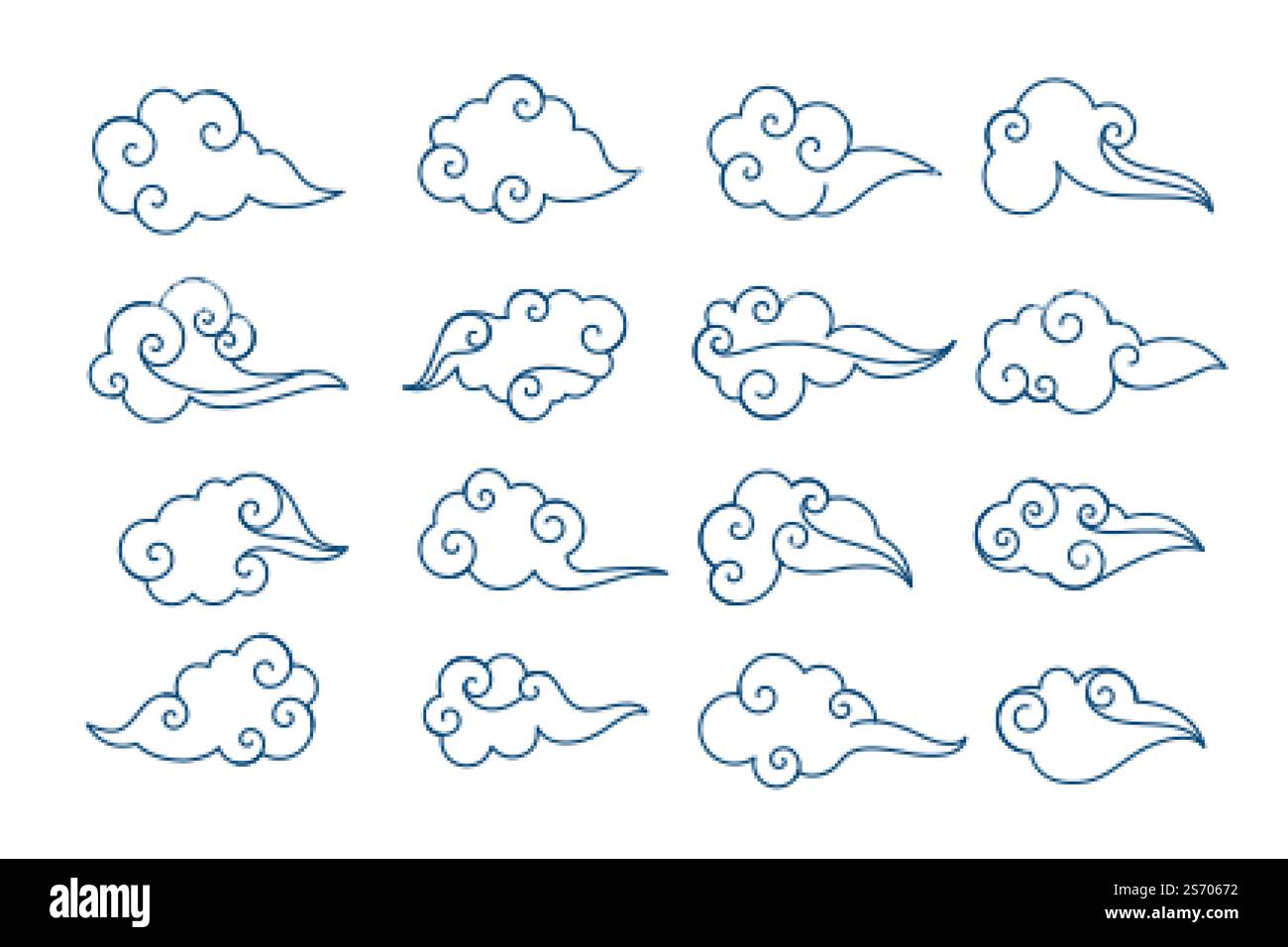 traditional chinese clouds set in line style Stock Vector Image & Art ...