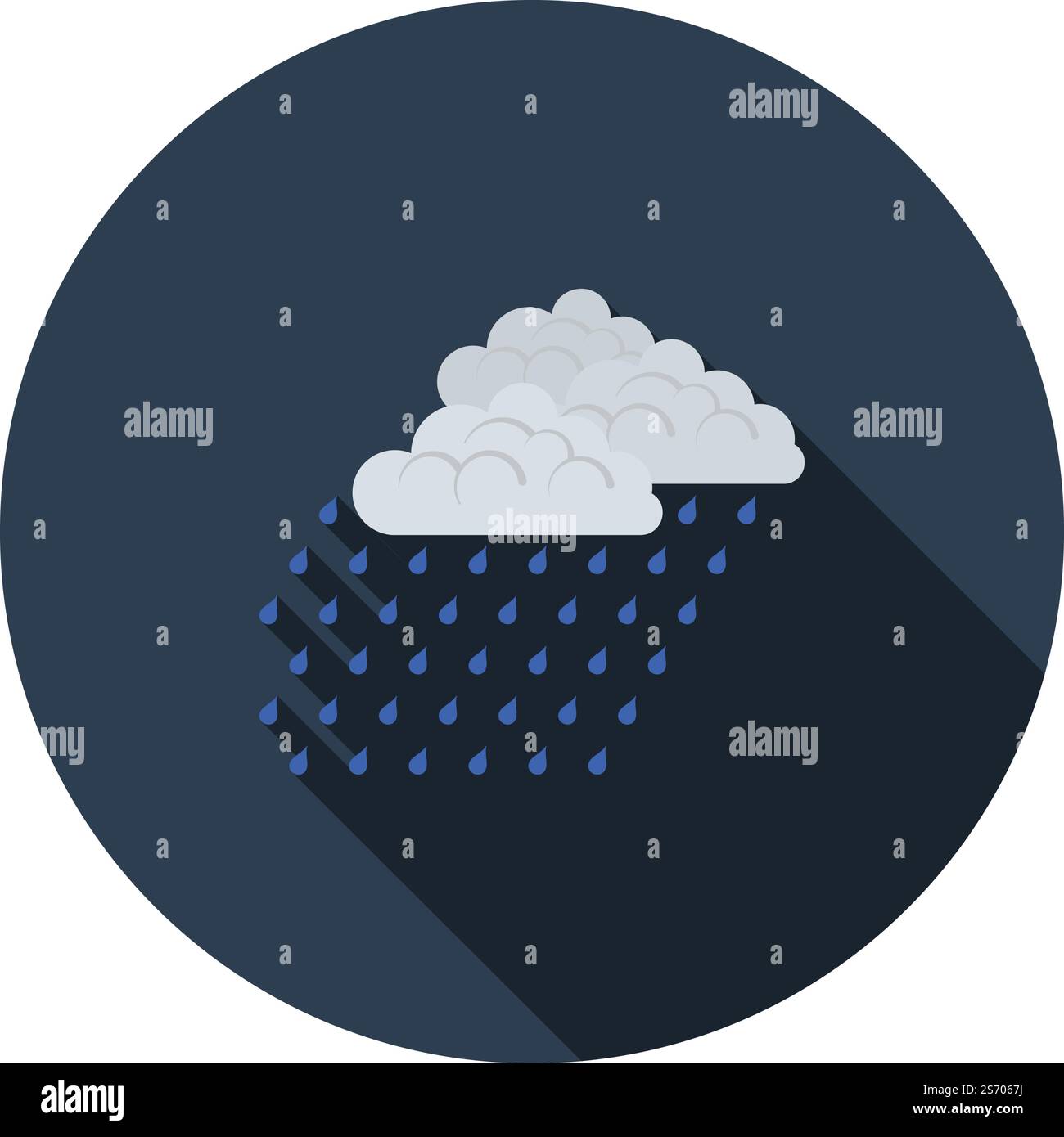 Rainfall Icon. Flat Circle Stencil Design With Long Shadow. Vector ...