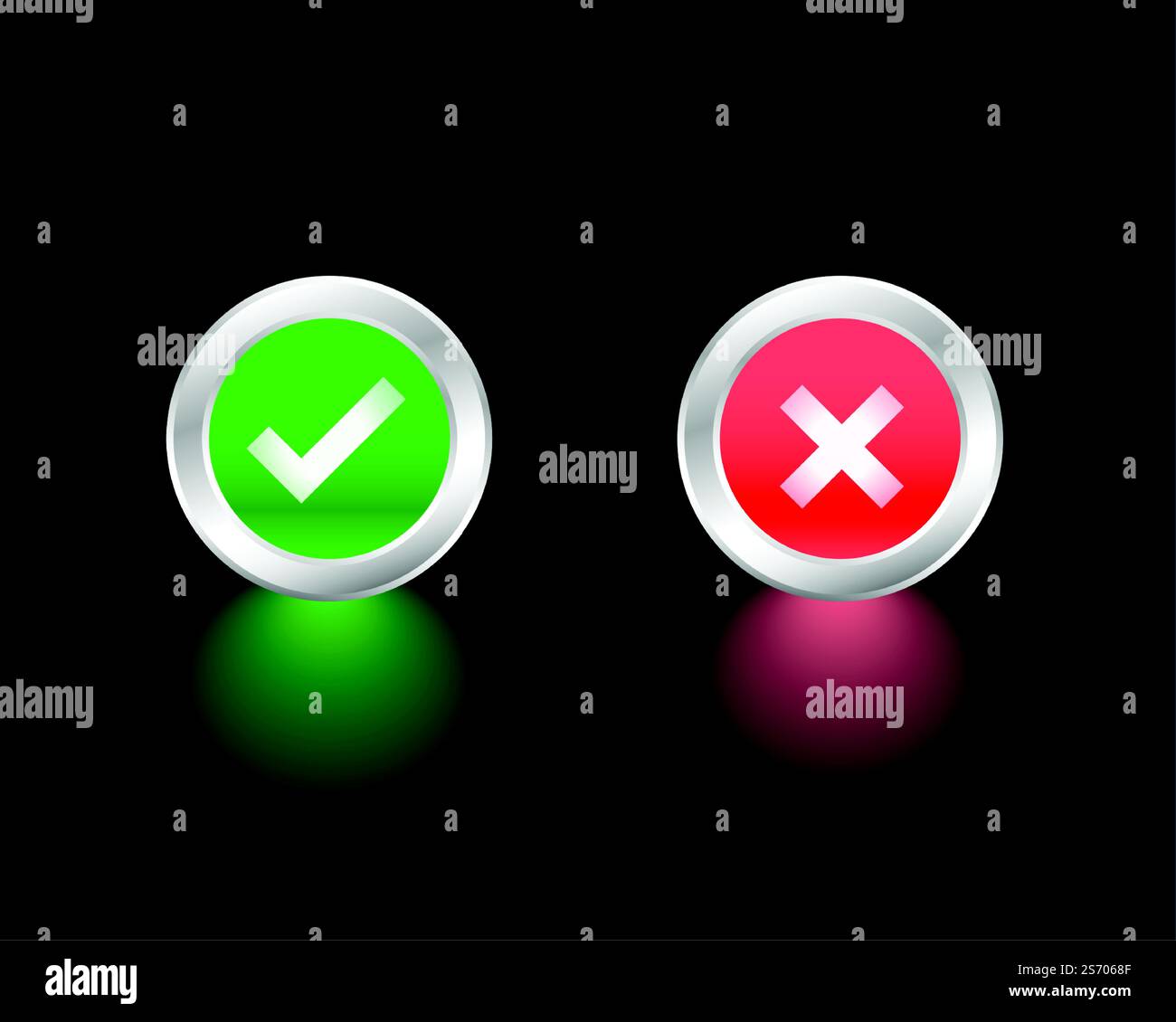 shiny metallic check mark and cross buttons Stock Vector Image & Art - Alamy