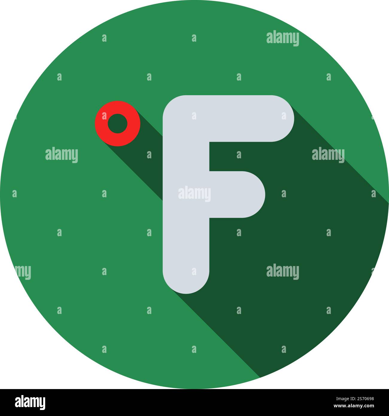 Fahrenheit Degree Icon. Flat Circle Stencil Design With Long Shadow ...