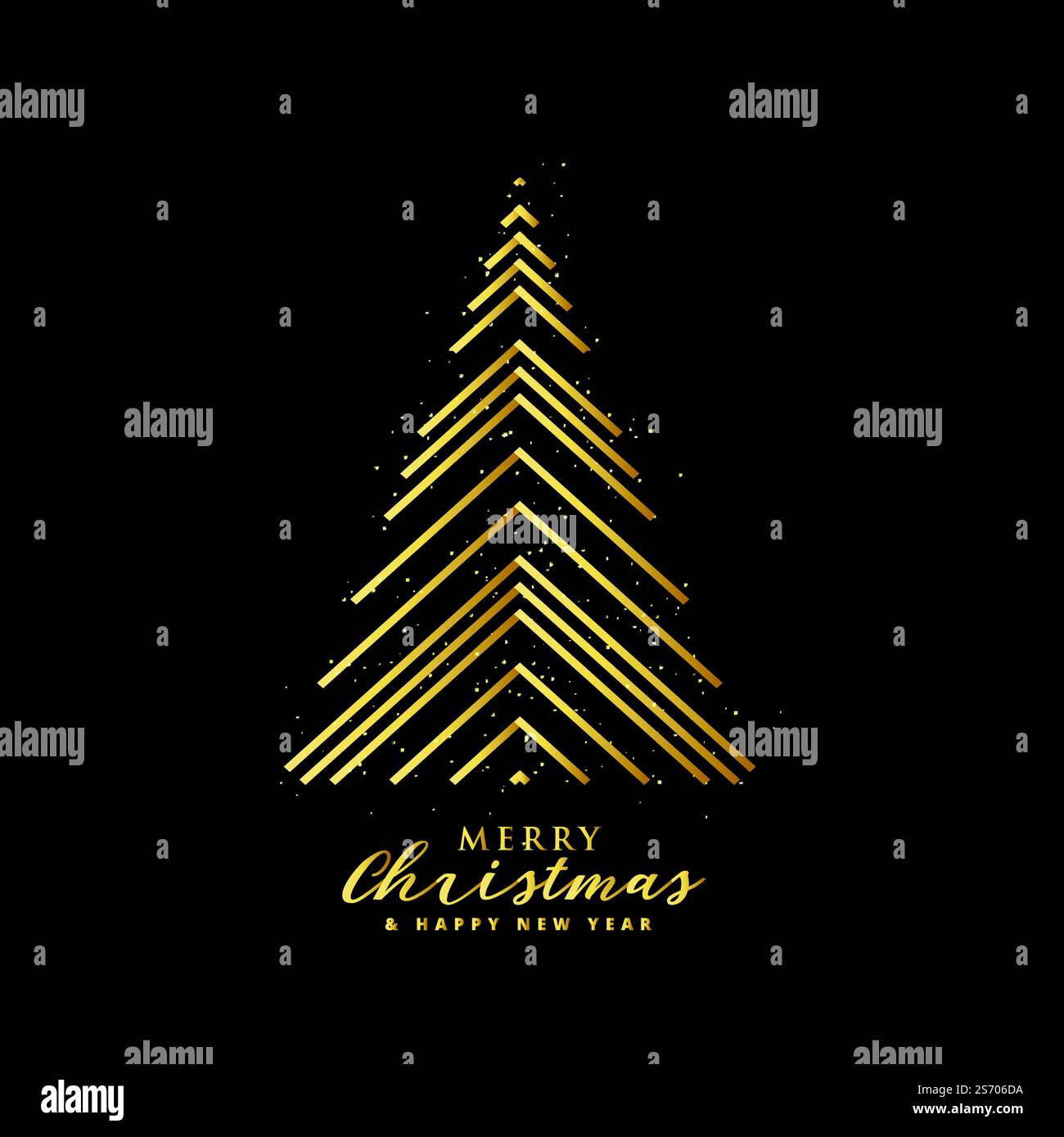 premium golden christmas tree design made with lines background Stock ...