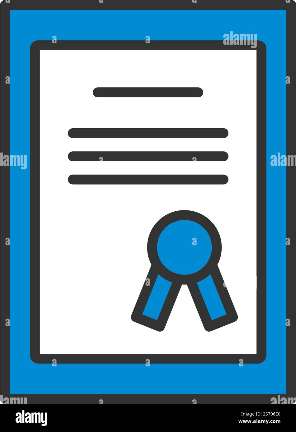 Certificate Under Glass Icon. Editable Bold Outline With Color Fill ...