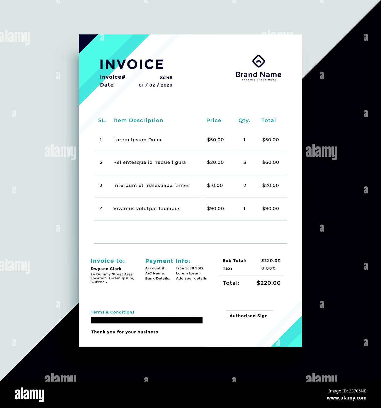 elegant blue invoice template design Stock Vector Image & Art - Alamy