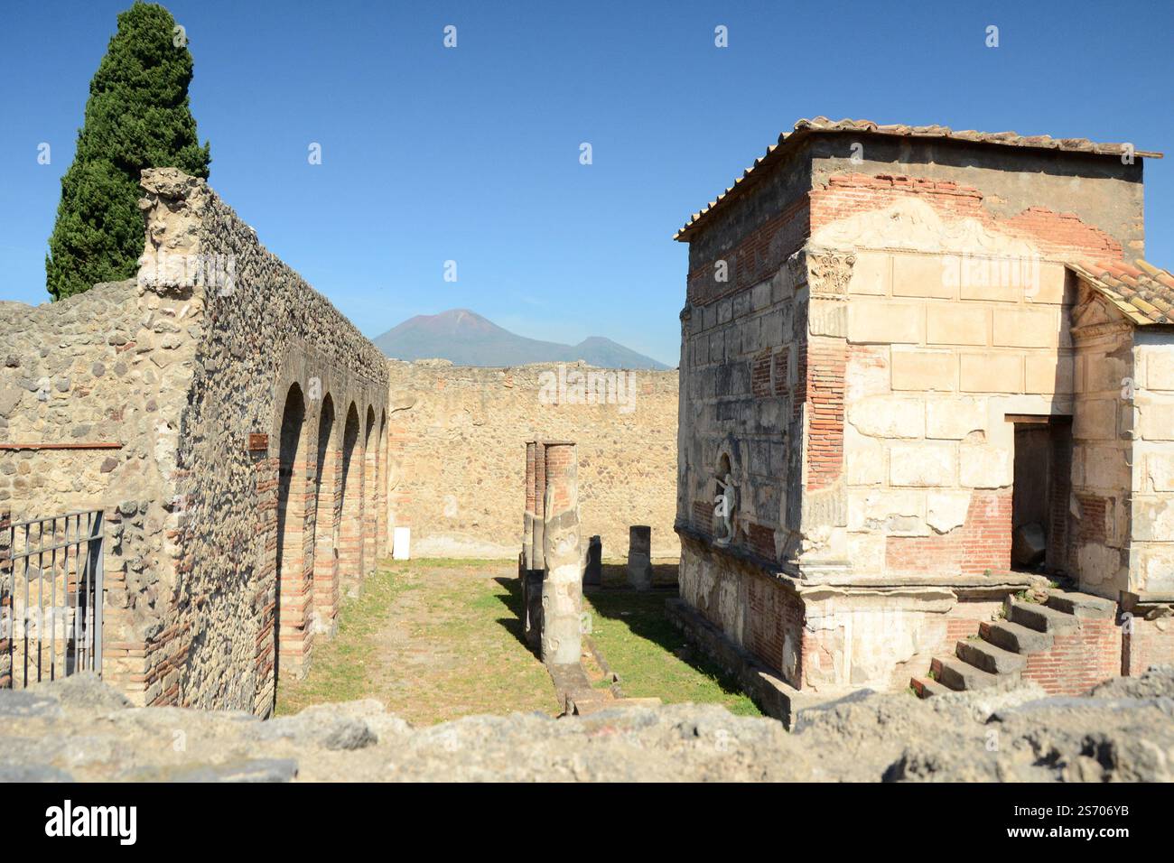 view of Historic streets of the Ancient Roman city of Pompeii Italy in ...