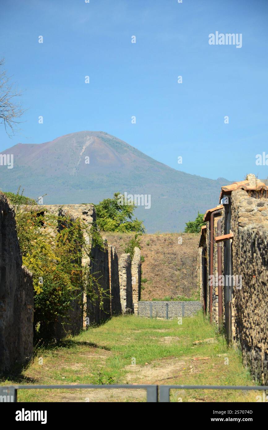view of Historic streets of the Ancient Roman city of Pompeii Italy in ...