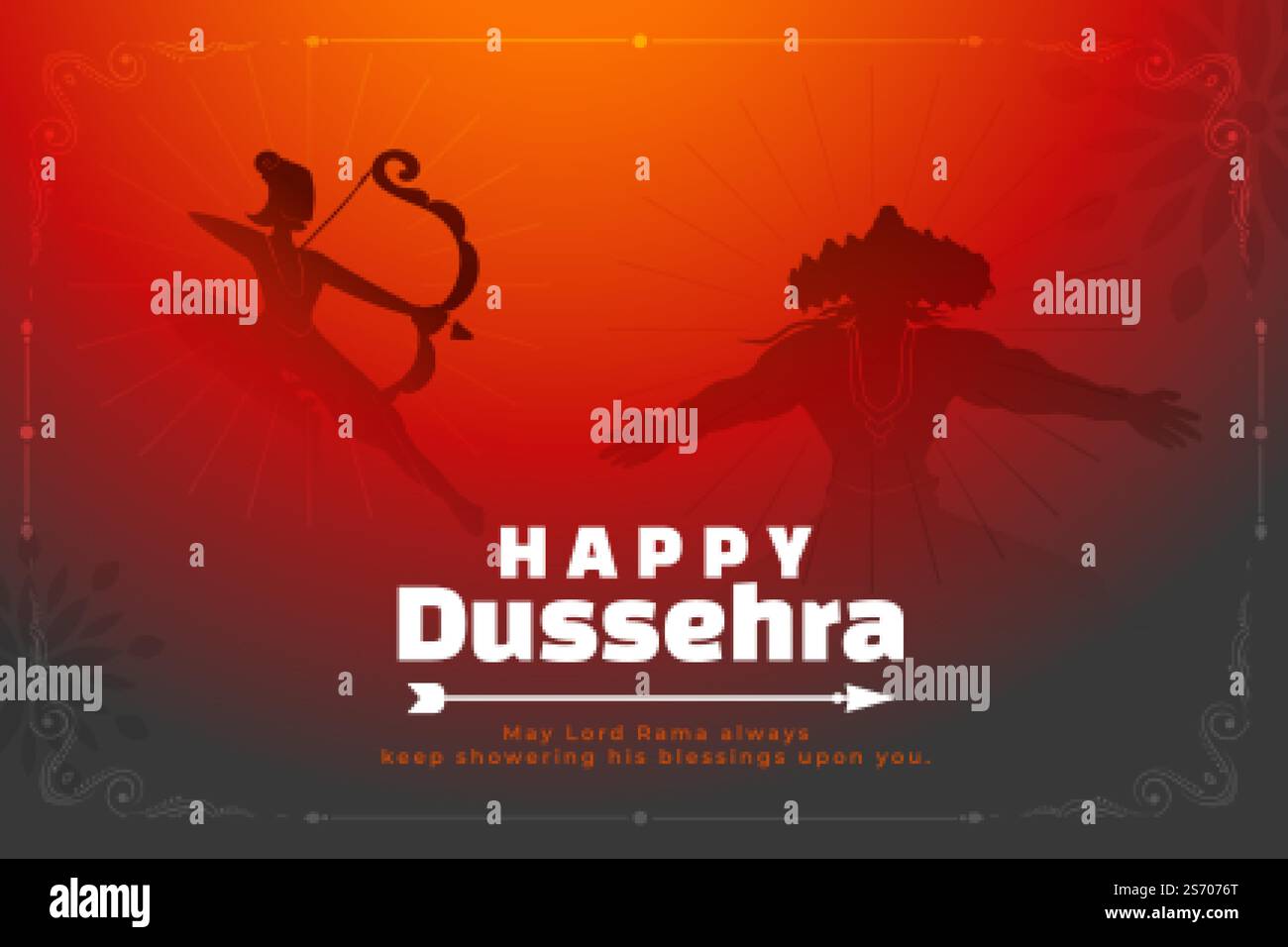 happy dussehra background with lord rama killing raavan Stock Vector ...