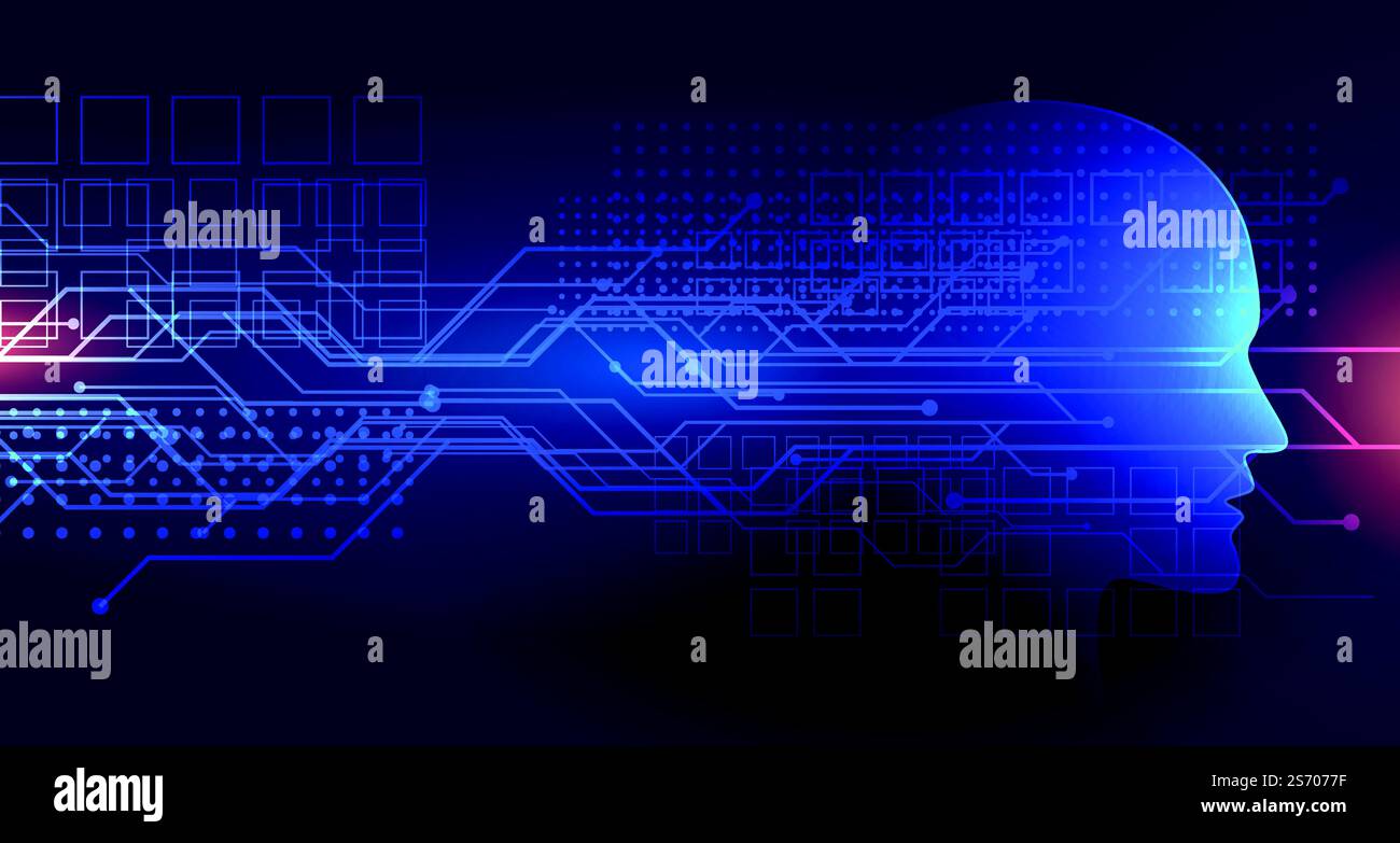technology artifical intelligence background with face Stock Vector ...