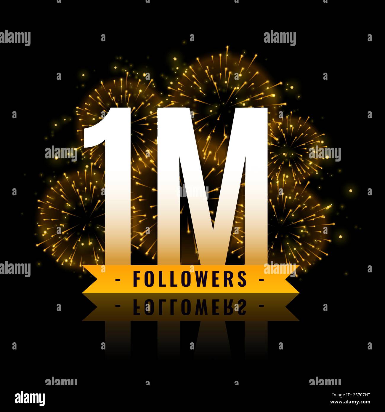 one million followers celebration fireworks background Stock Vector ...