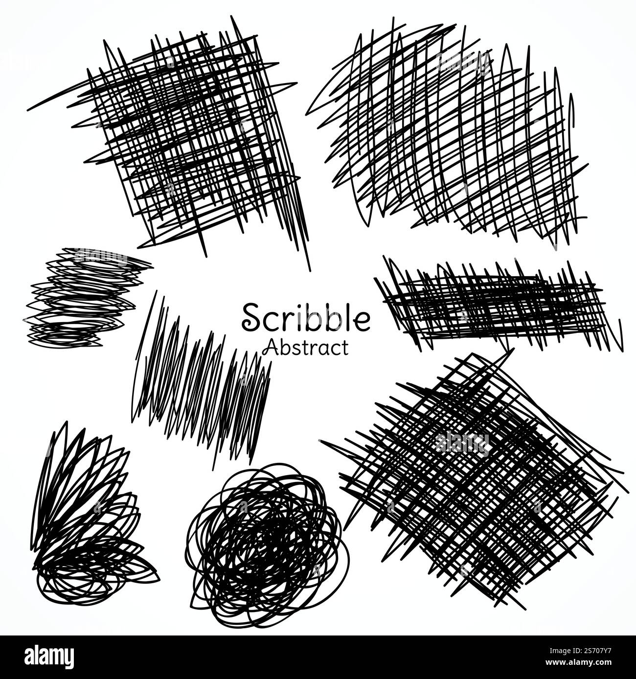 ink lines of pen in scribble style hand drawn set collection Stock ...