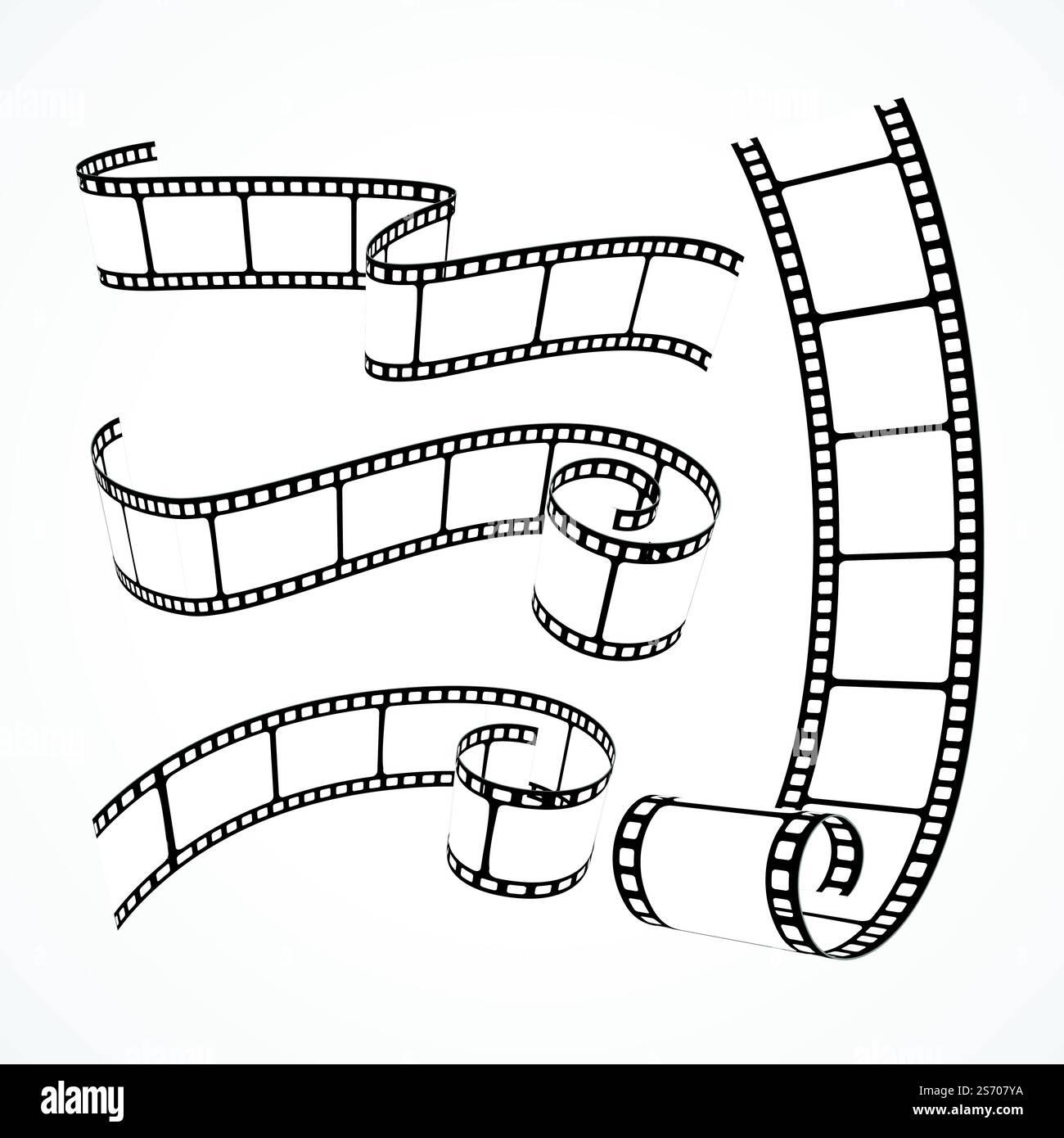 collection of 3d film strips on white background Stock Vector Image ...
