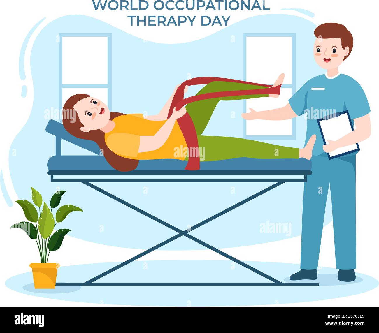 World Occupational Therapy Day Celebration Hand Drawn Cartoon Flat ...
