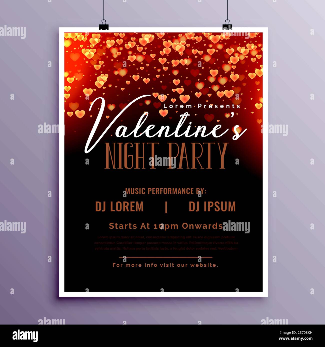 valentines day flyer template with falling hearts Stock Vector Image ...