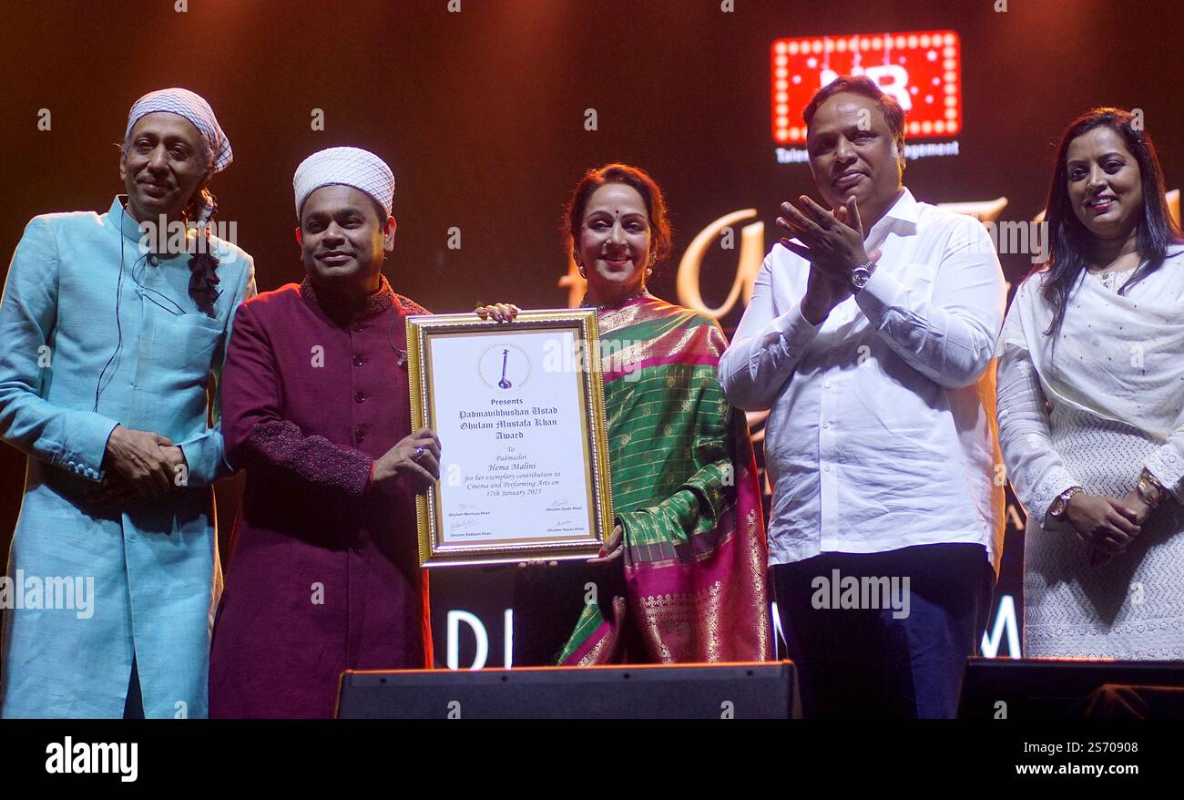 Mumbai, India. JANUARY 17:Murtuza Mustafa Khan, A.R. Rahman and Namrata ...