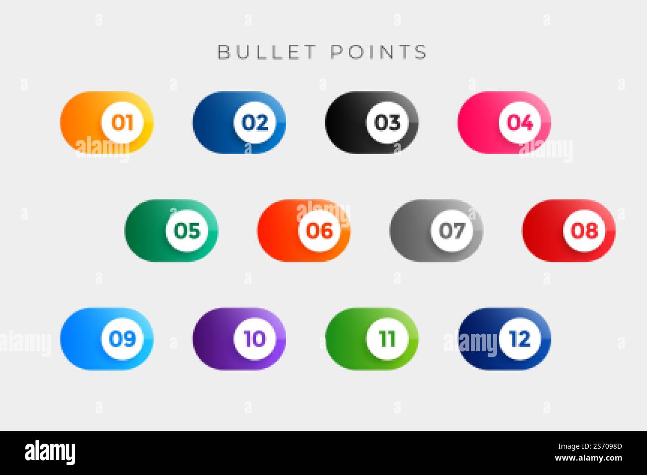 bullet points numbers in button style from one to twelve Stock Vector ...