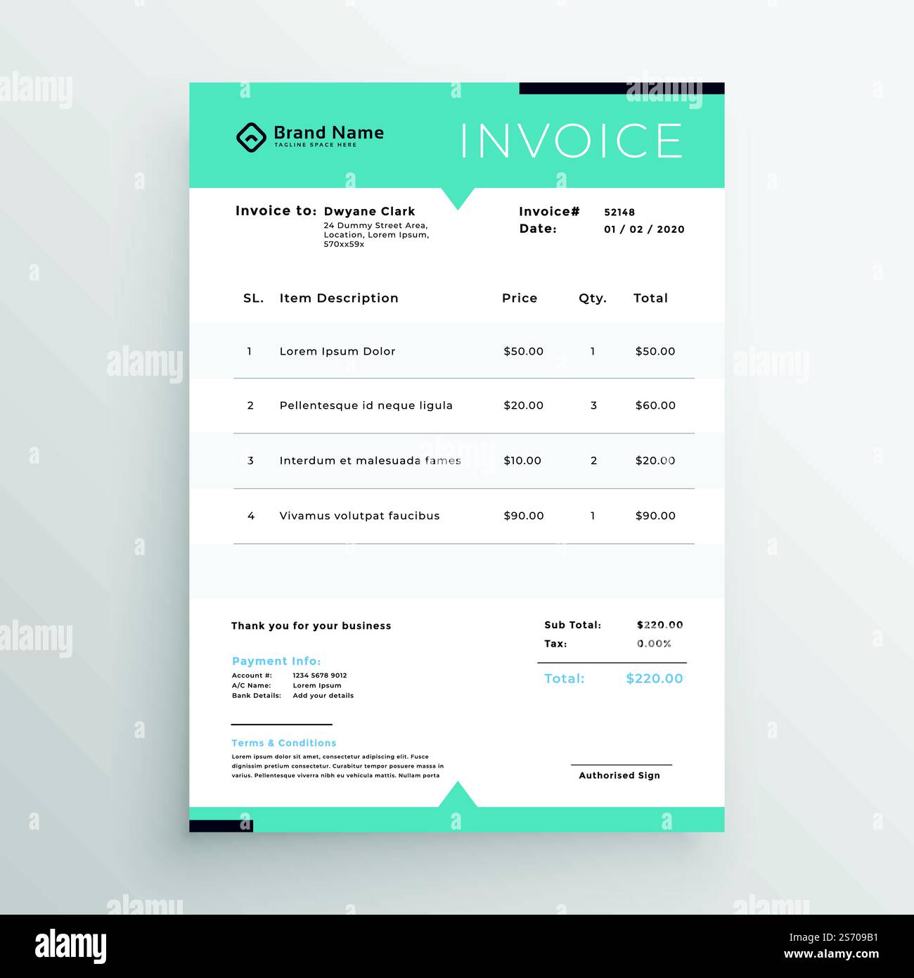 modern invoice template for your business Stock Vector Image & Art - Alamy