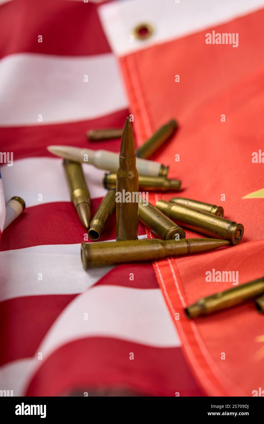 Diplomacy Under Pressure, bullets alongside the Flags of the USA and ...