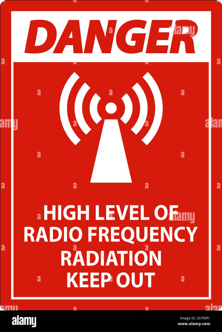 Danger High Level of RF Radiation Sign On White Background Stock Vector ...