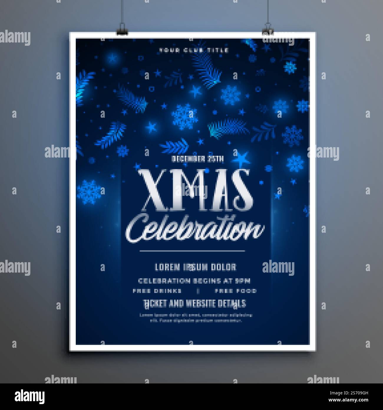 blue merry christmas celebration flyer template design Stock Vector ...