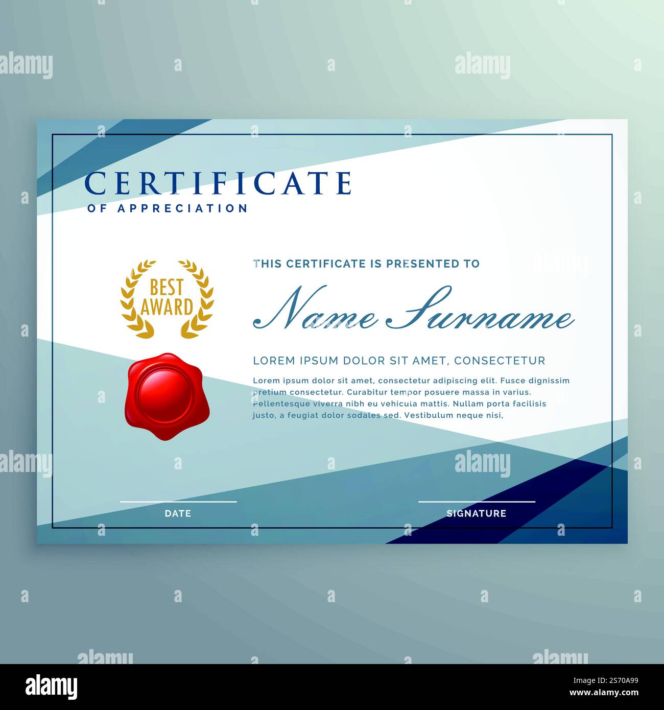 certificate template design with modern geometric shapes vector Stock ...
