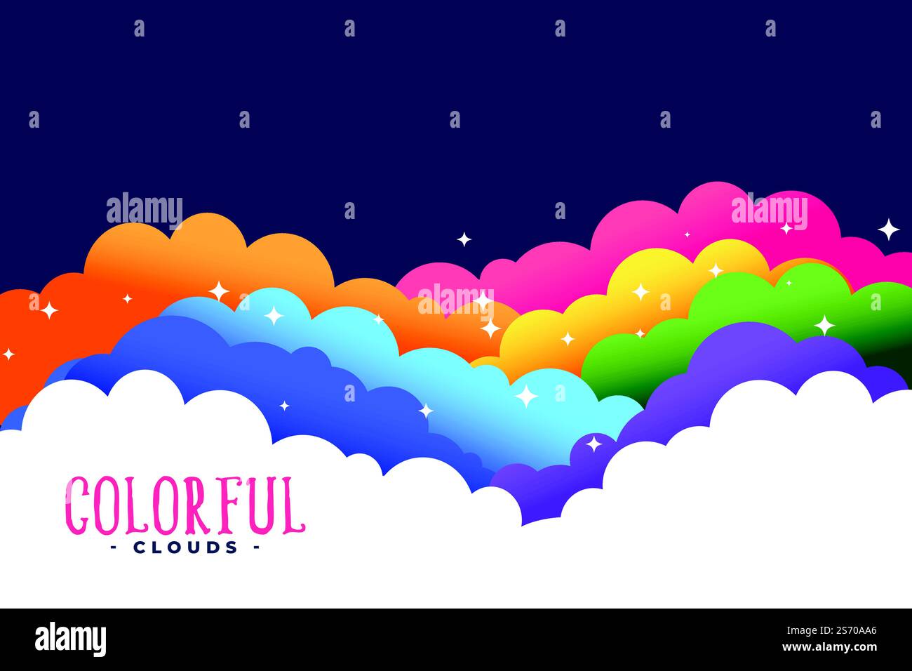 rainbow colors clouds with stars background Stock Vector Image & Art ...