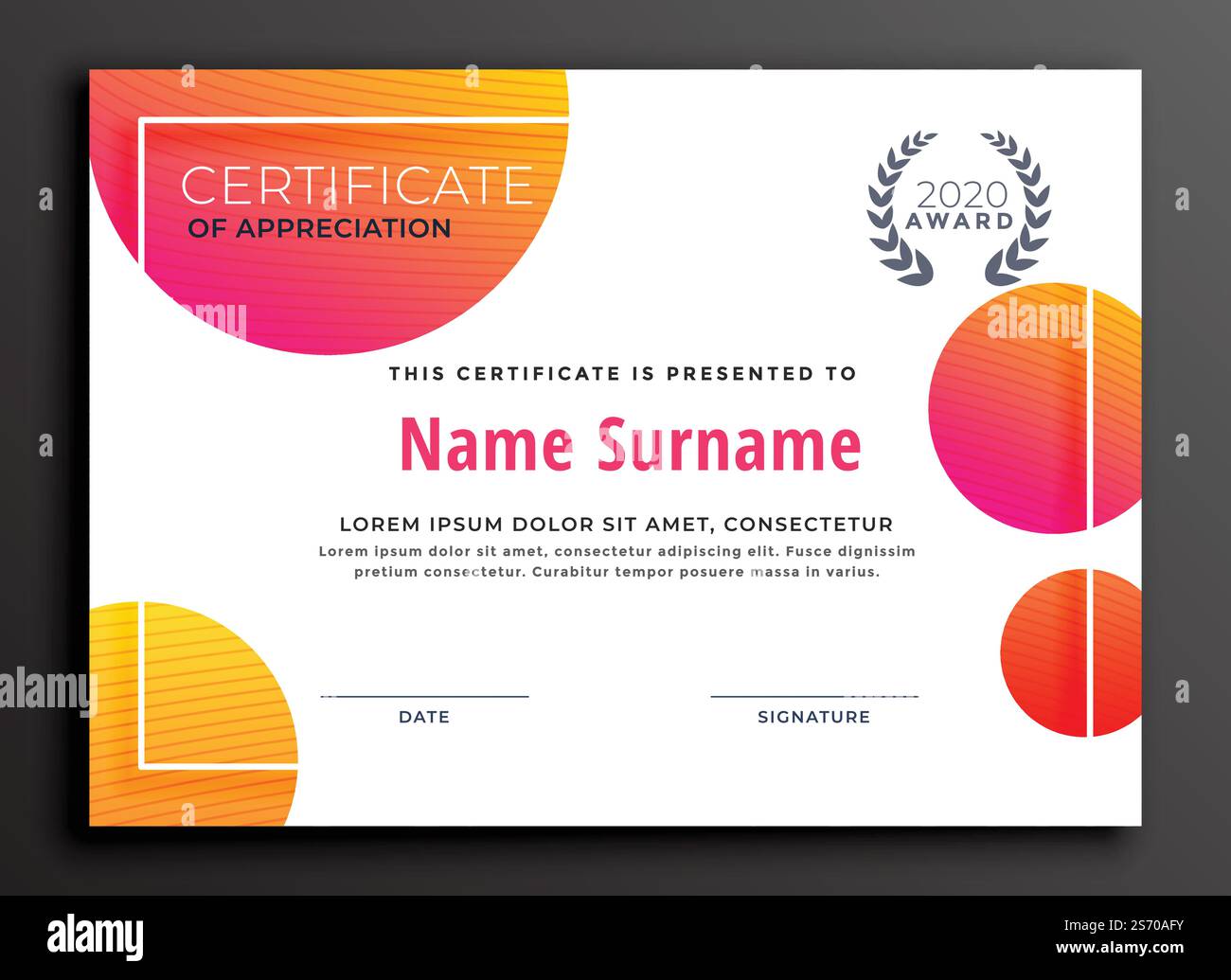 Modern certificate achievement colorful Stock Vector Images - Alamy