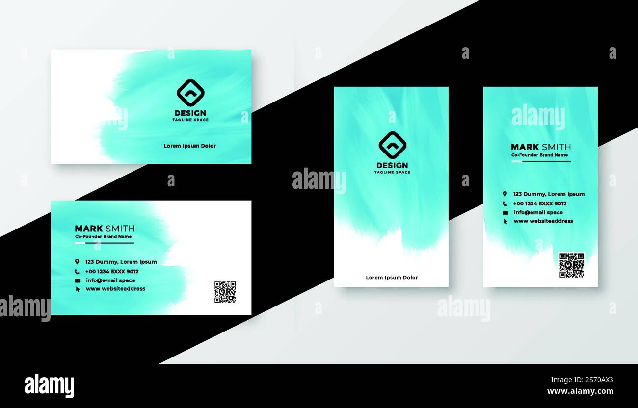 abstract blue watercolor creative business card design Stock Vector ...