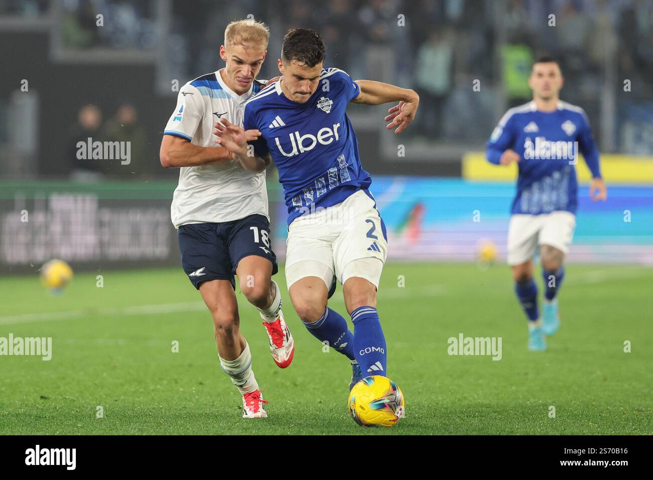 Rome, Italy. 10th Jan, 2025. Gustav Isaksen of Lazio and Marc Oliver Kempf of Como seen in ...