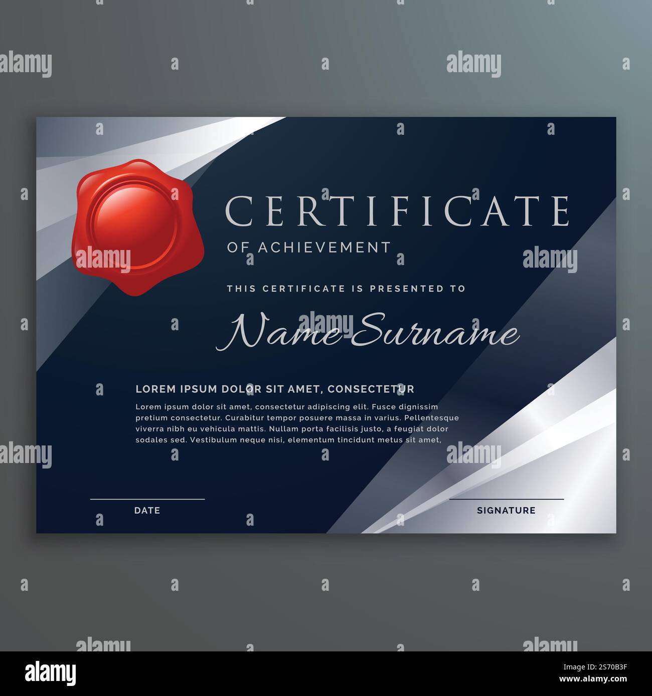 dark certificate template design with silver geometric shapes Stock ...