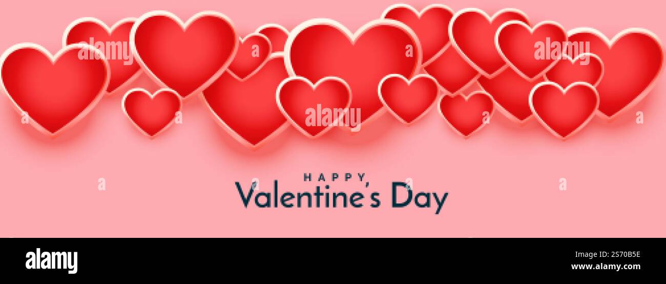3d floating hearts valentines day banner design Stock Vector Image ...