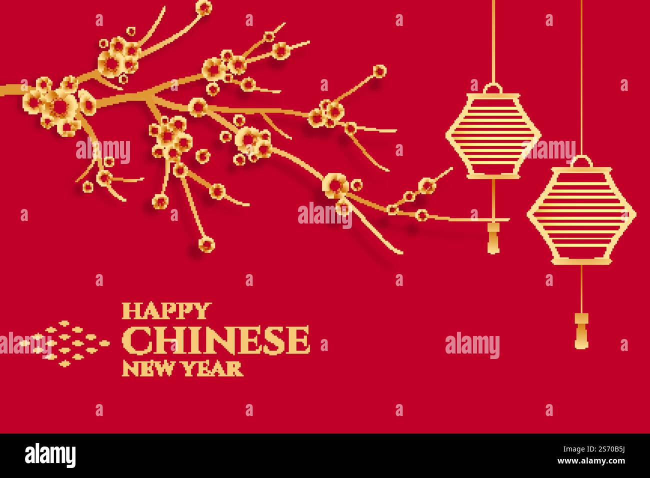 chinese sakura tree and lantern for new year festival Stock Vector ...