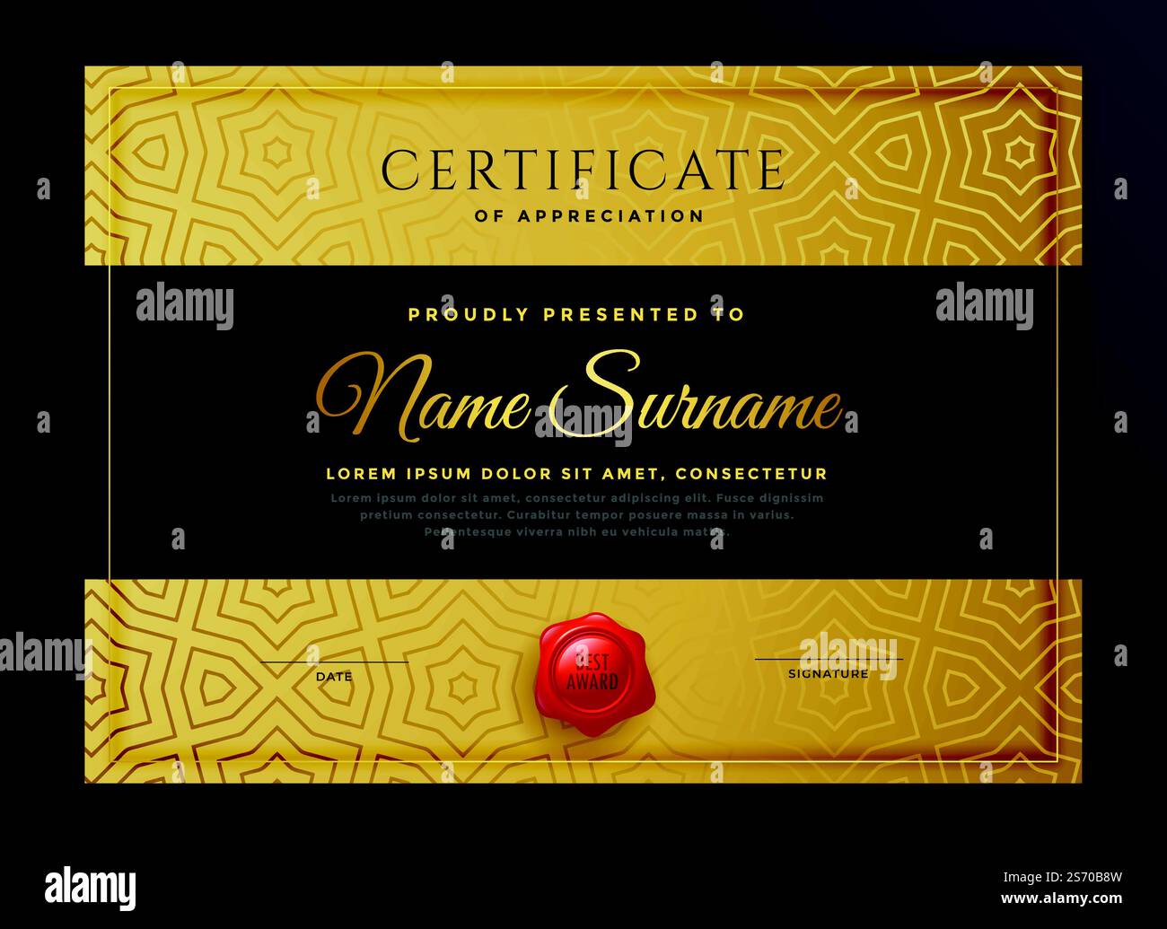 premium golden certificate template design Stock Vector Image & Art - Alamy