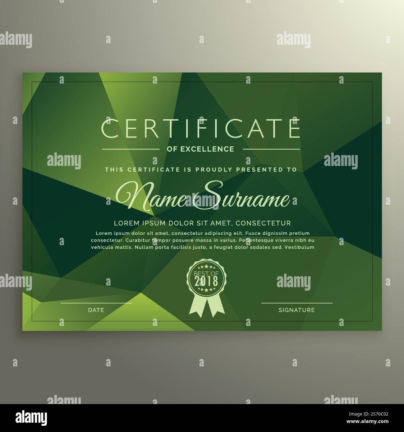 certificate of excellance design with abstract green poly shapes Stock Vector Image & Art - Alamy