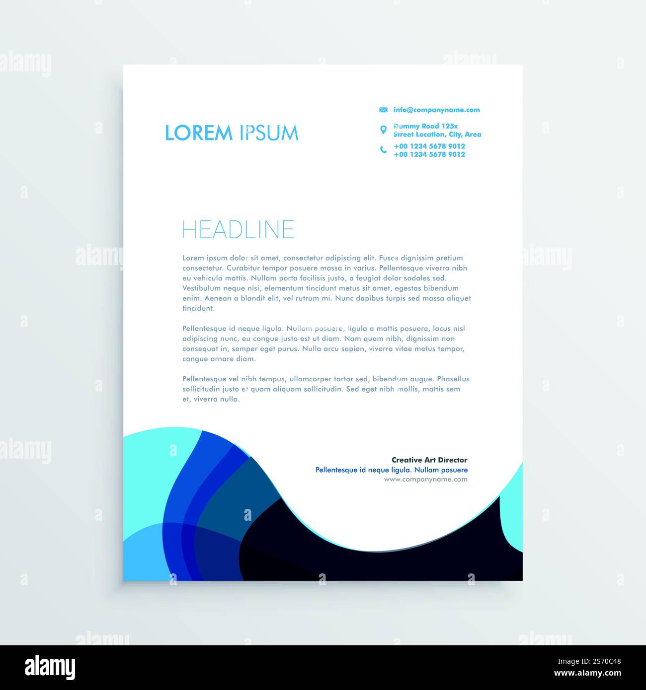 abstract blue wavy letterhead design Stock Vector Image & Art - Alamy