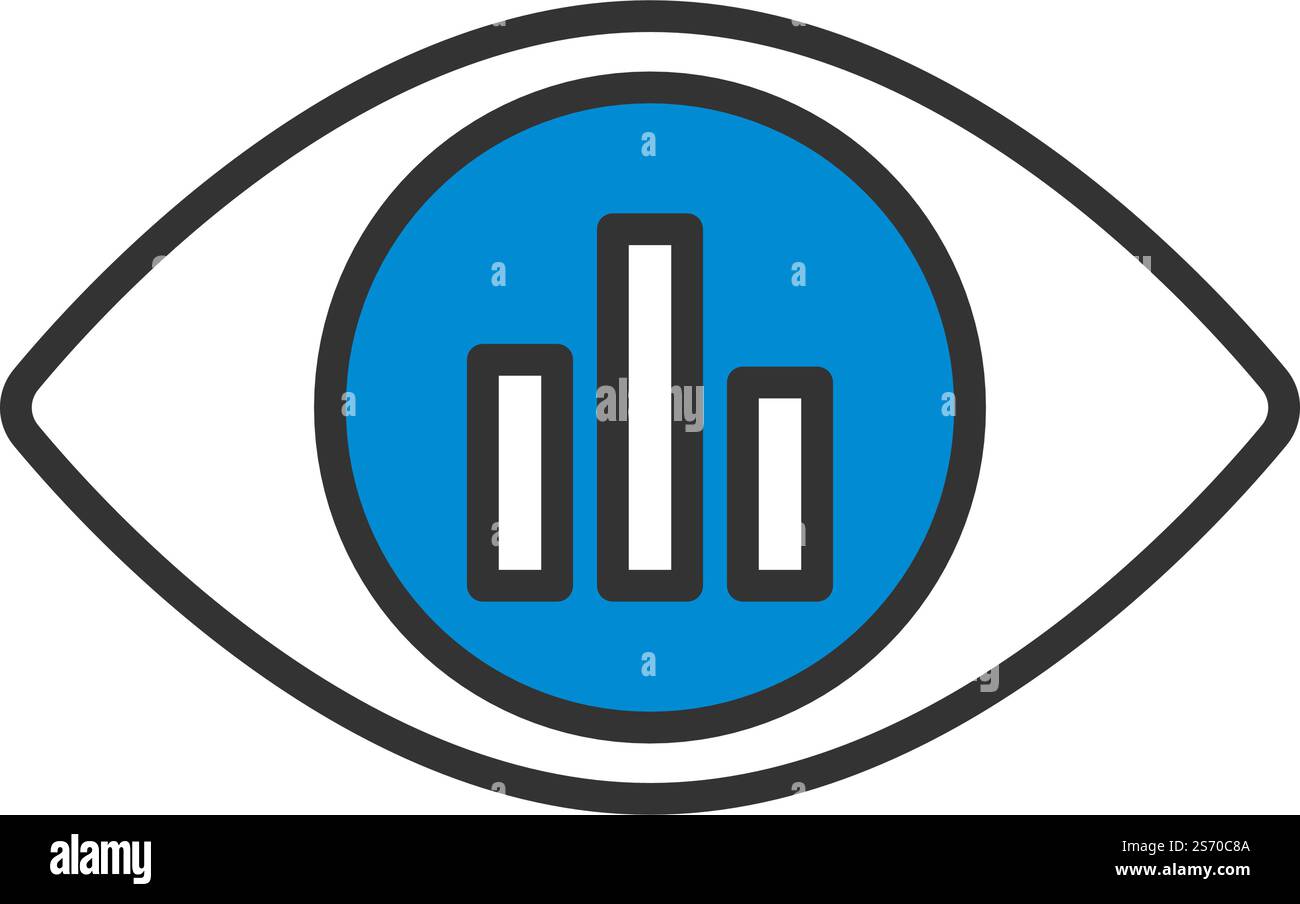 Eye With Market Chart Inside Pupil Icon. Editable Bold Outline With ...