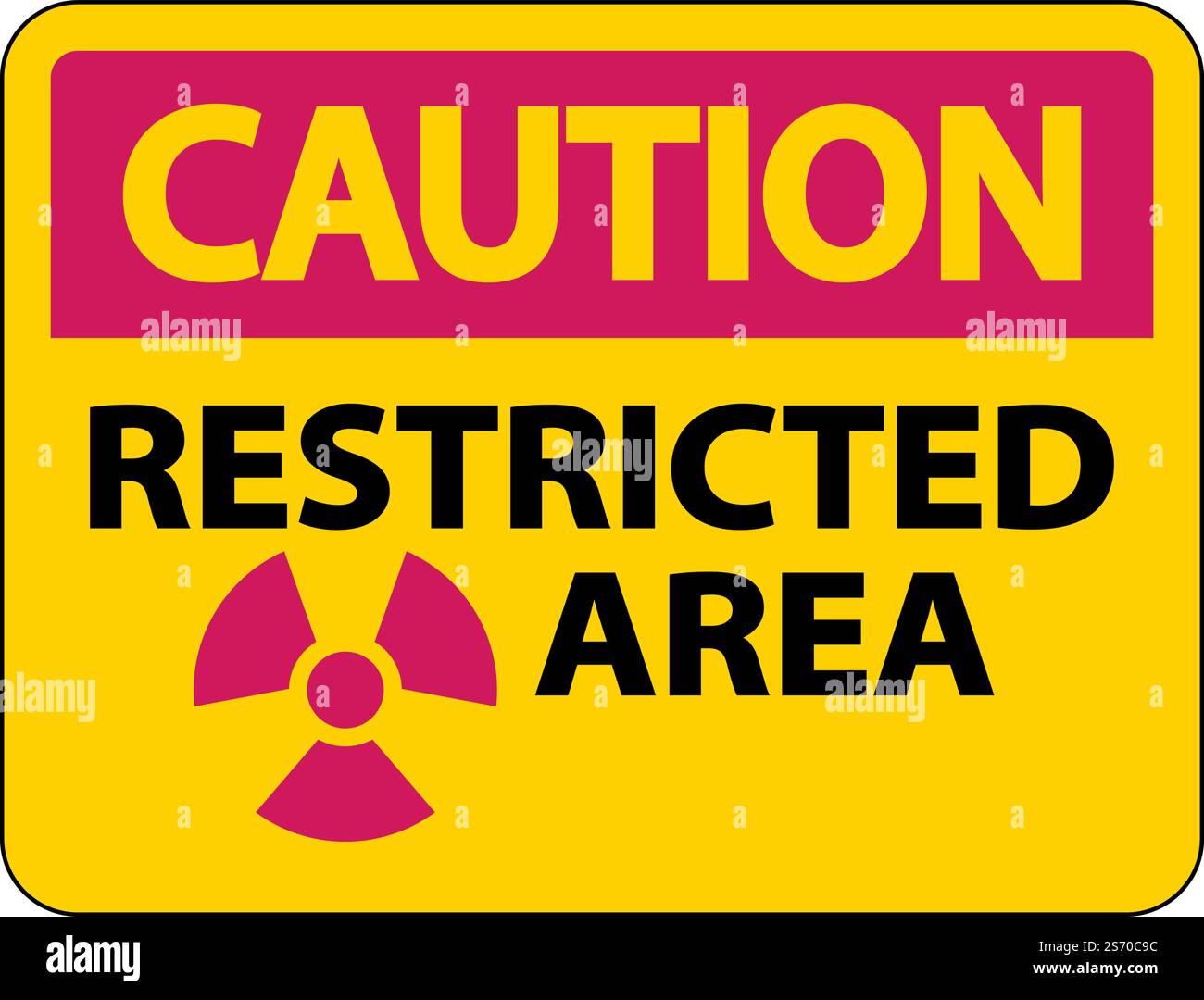Caution Restricted Area Sign On White Background Stock Vector Image ...
