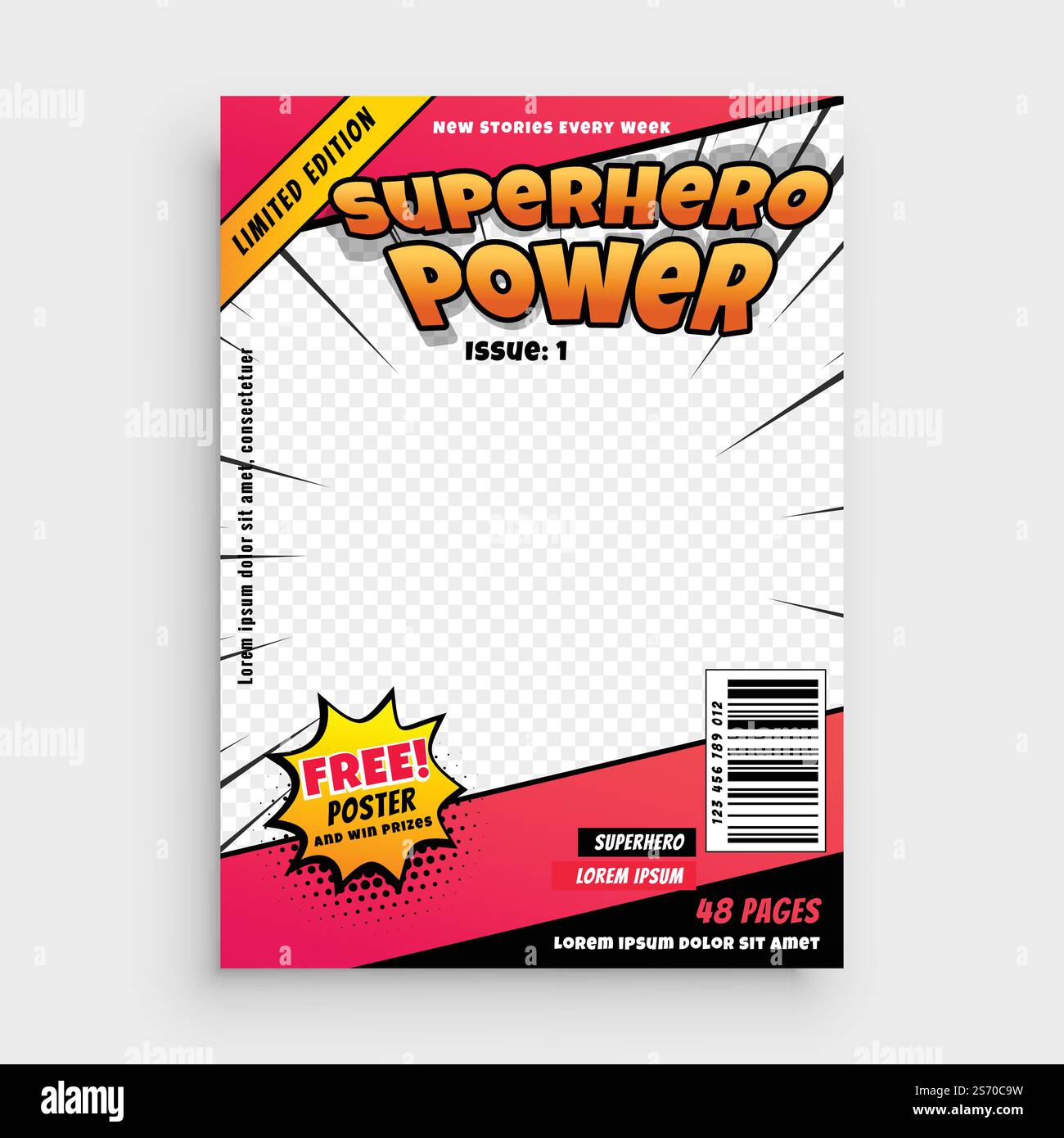 superhero comic magazine front cover page design Stock Vector Image ...