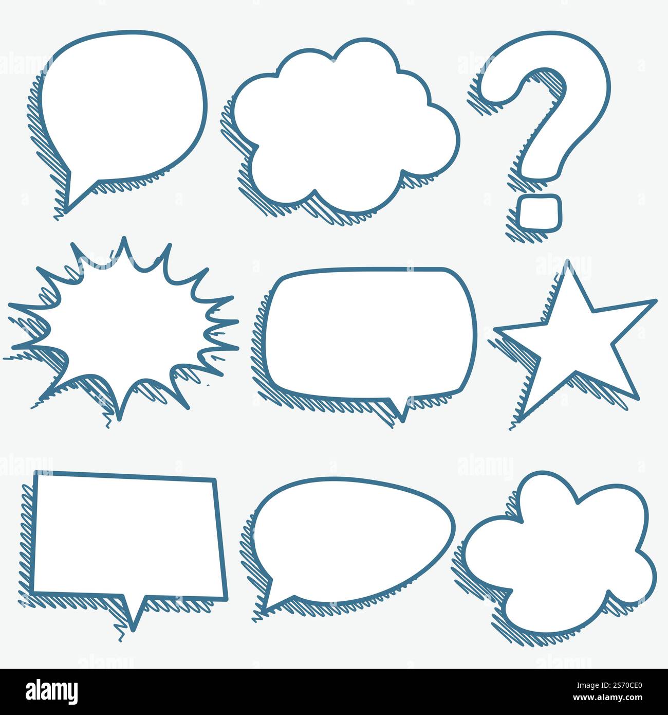 comic chat bubbles and expressions in sketch style Stock Vector Image ...