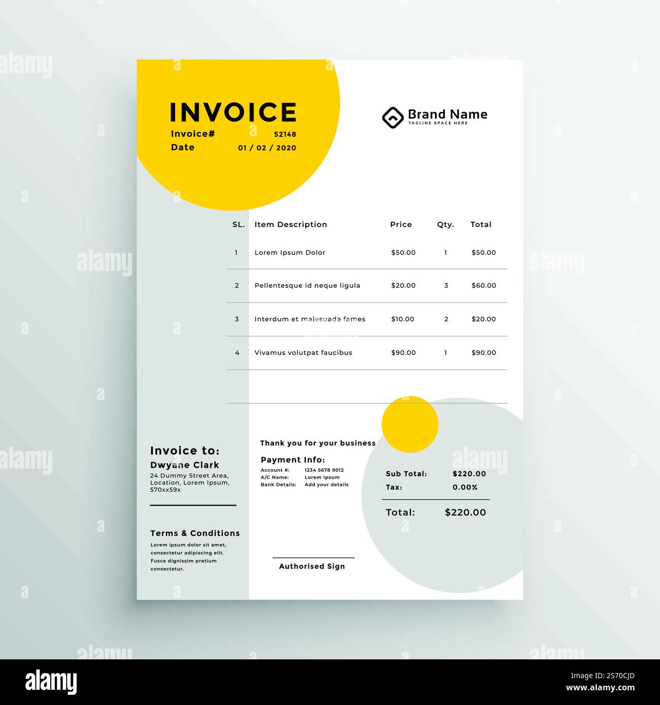 creative clean invoice template design Stock Vector Image & Art - Alamy