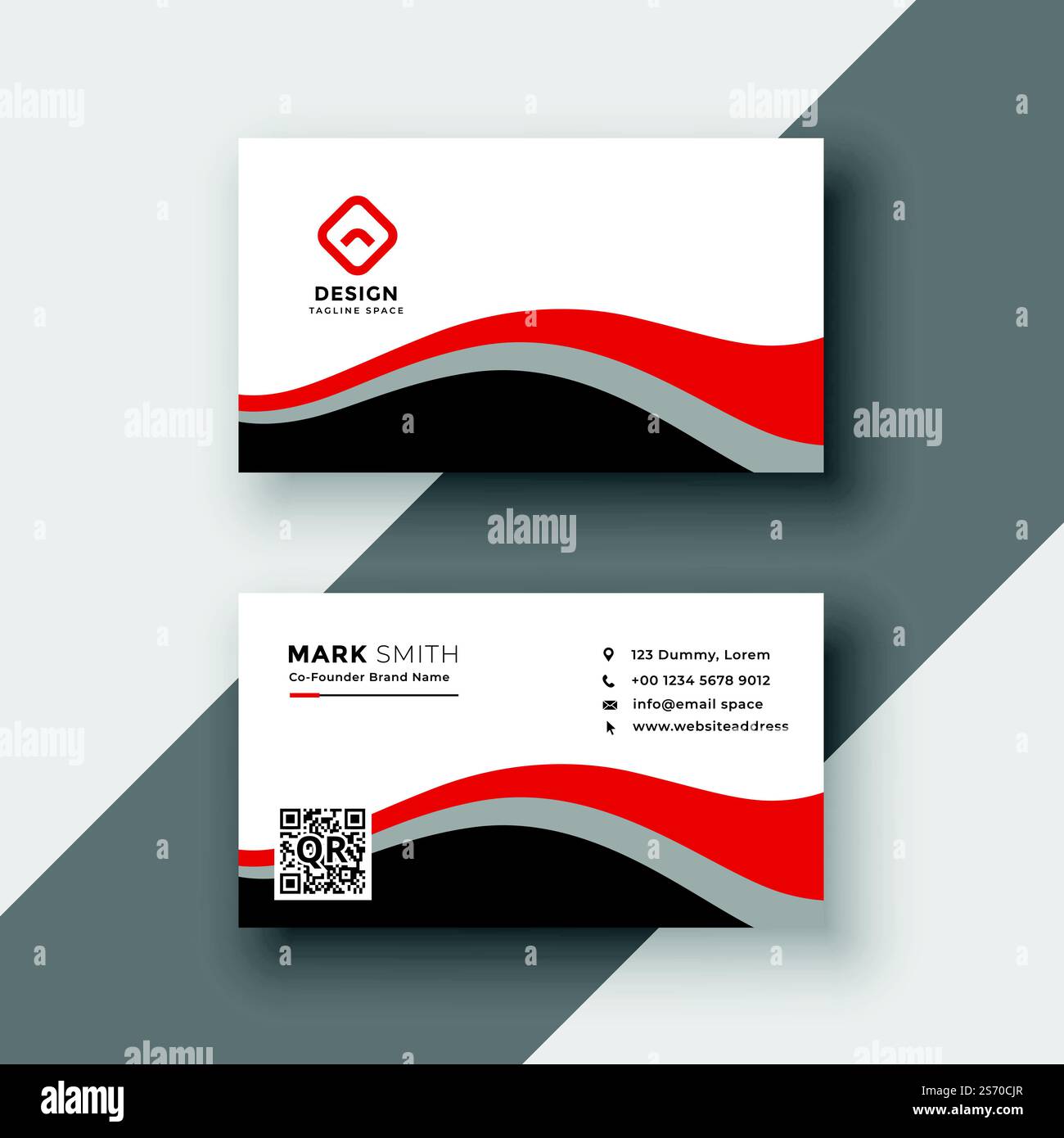 abstract red wavy business card design Stock Vector Image & Art - Alamy