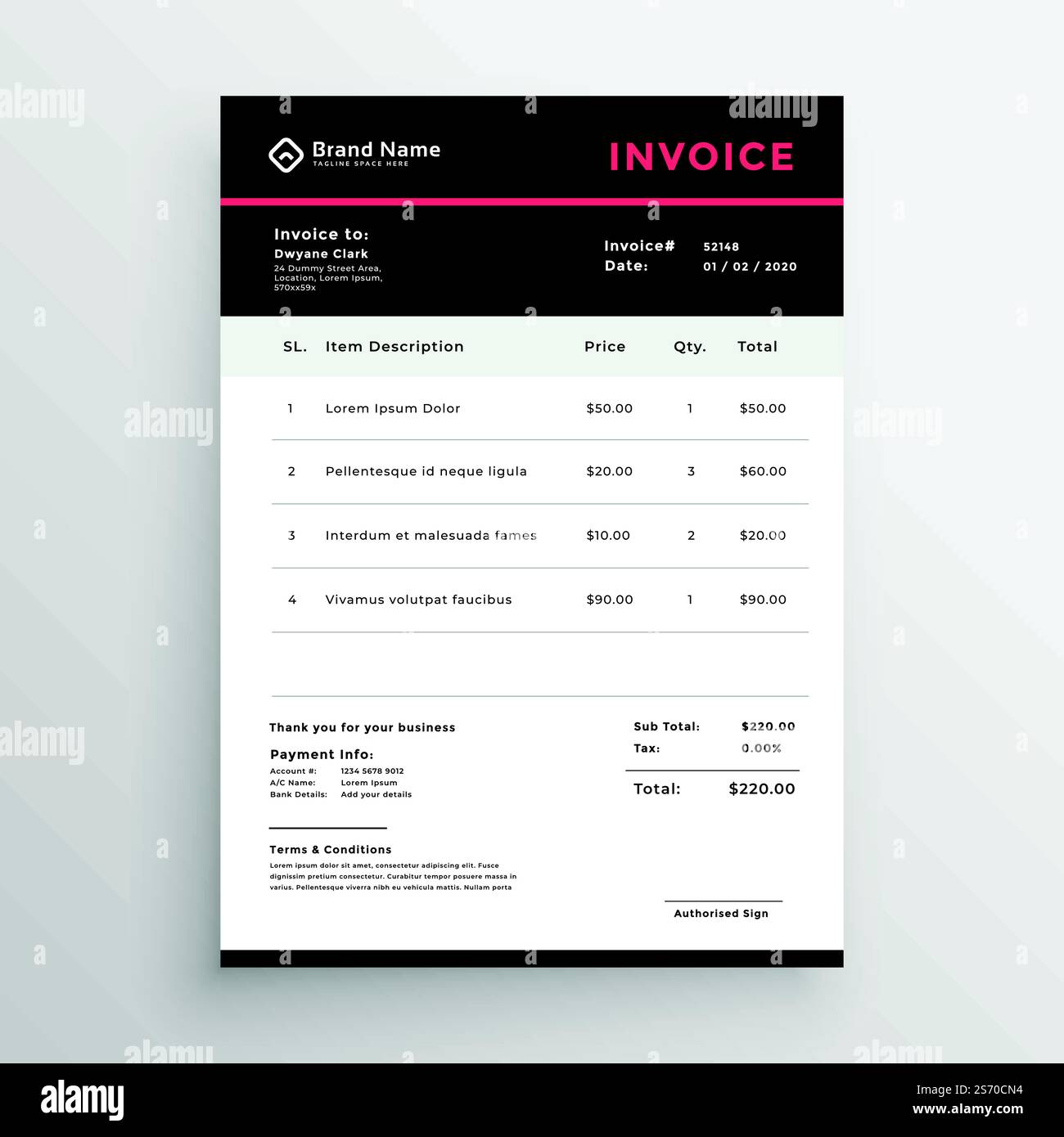 dark business invoice vector template Stock Vector Image & Art - Alamy