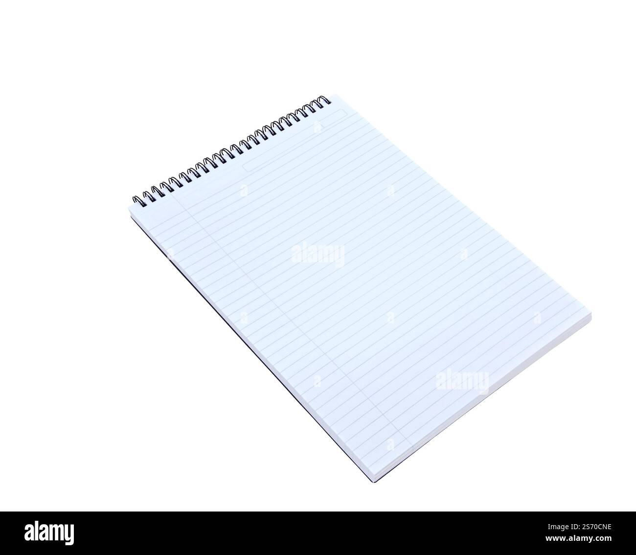 Blank lined notebook with a spiral binding, empty pages ready for use ...