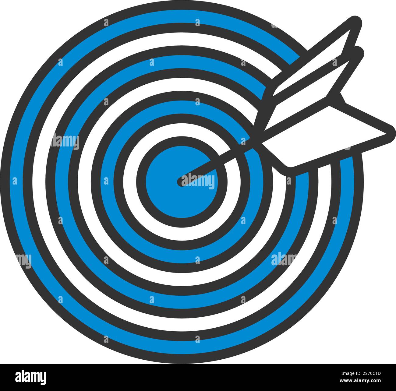 Icon Of Target With Dart. Editable Bold Outline With Color Fill Design ...