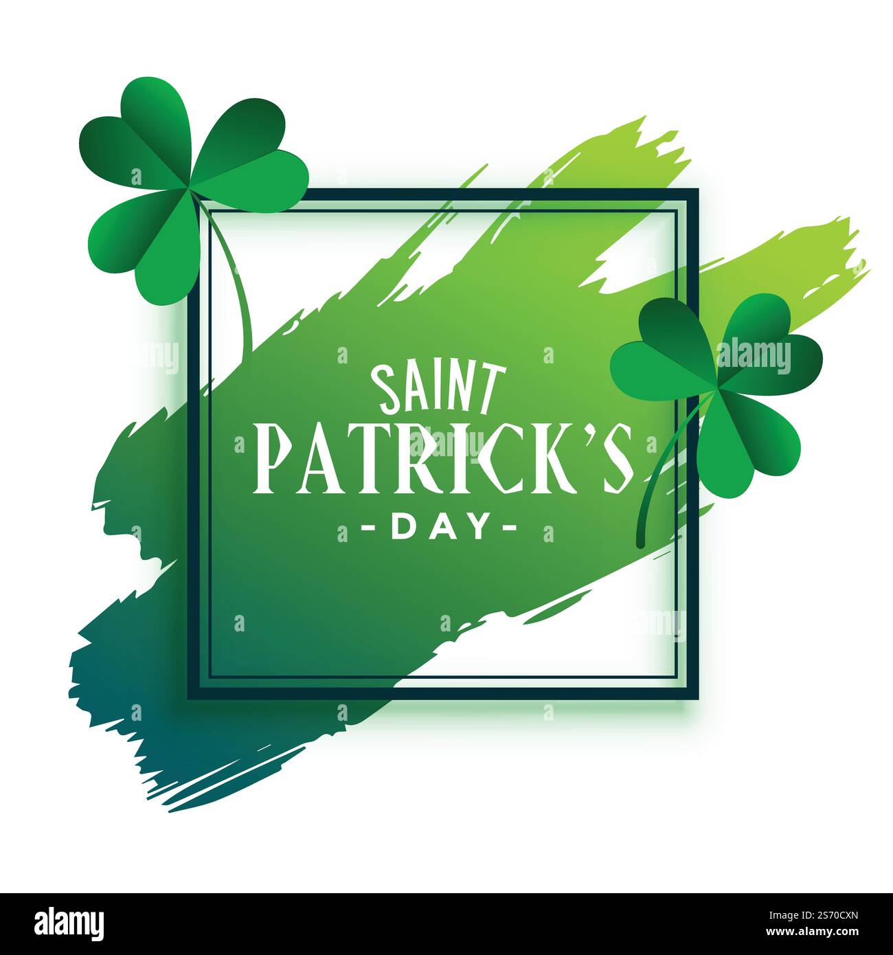 st patricks day frame with leaves and brush stroke Stock Vector Image ...