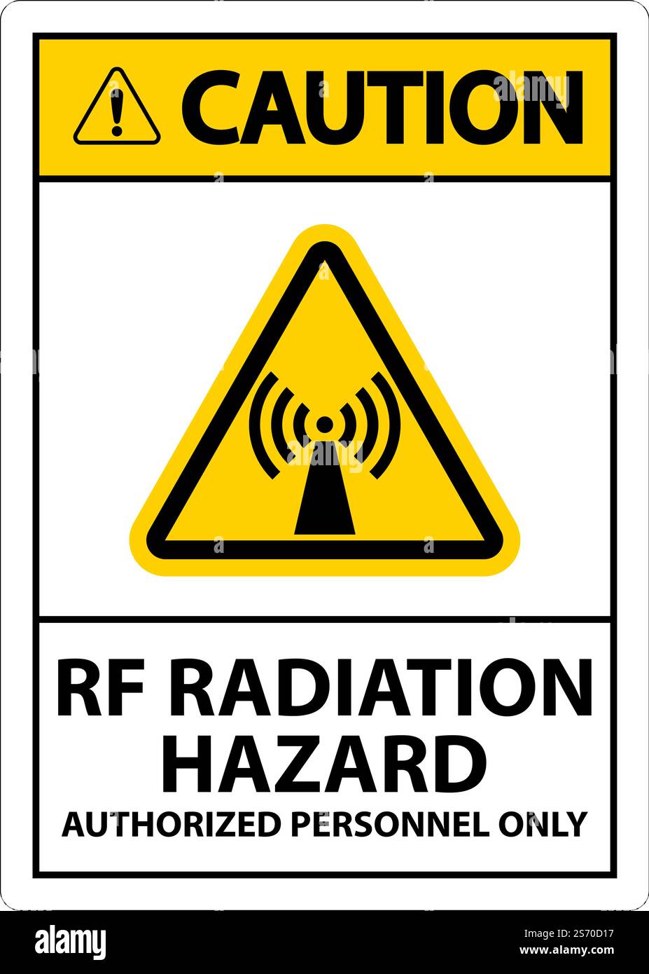 Caution RF Radiation Hazard Authorized Only Sign On White Background ...