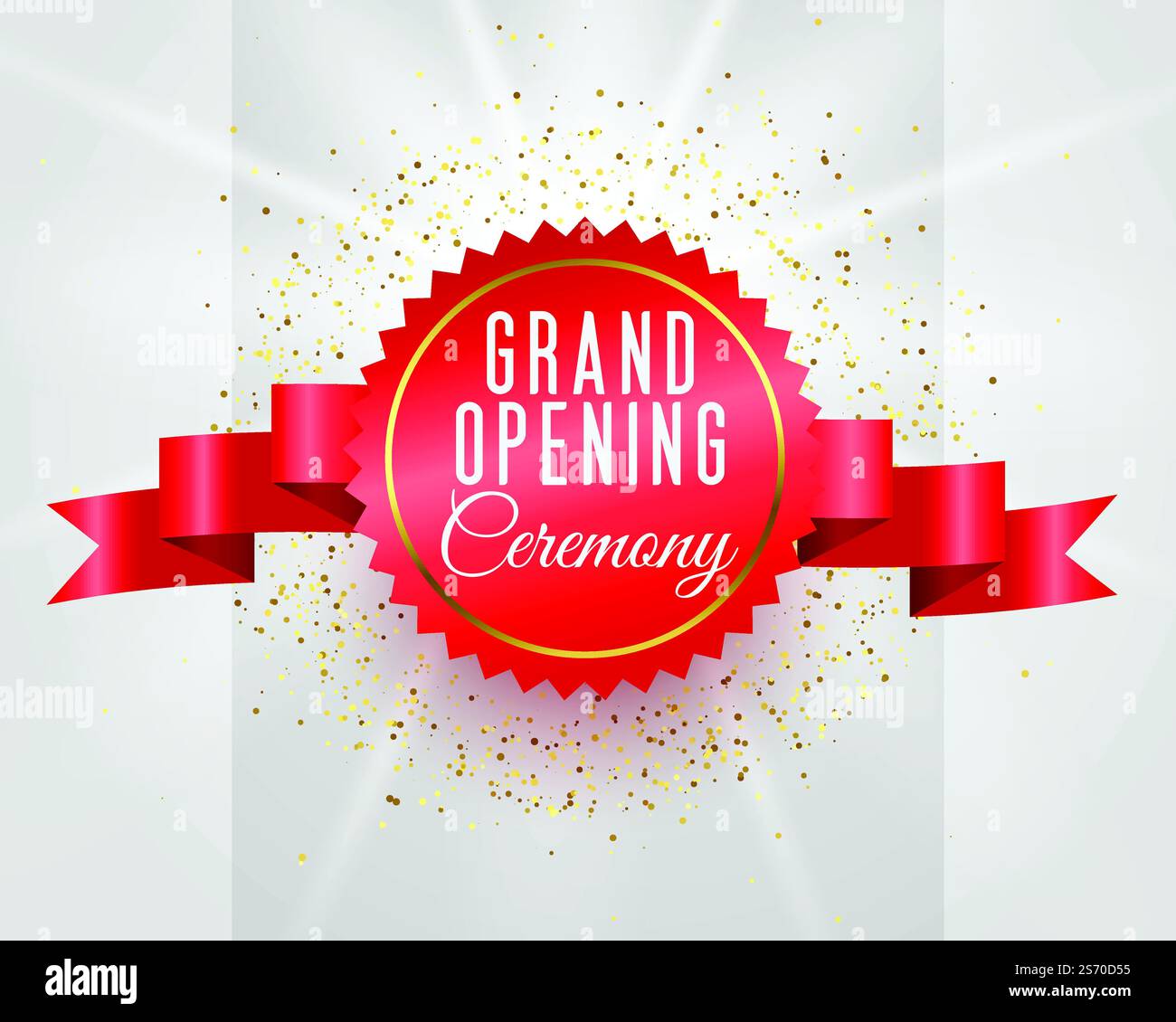 grand opening ceremony celebration banner with 3d ribbon Stock Vector ...