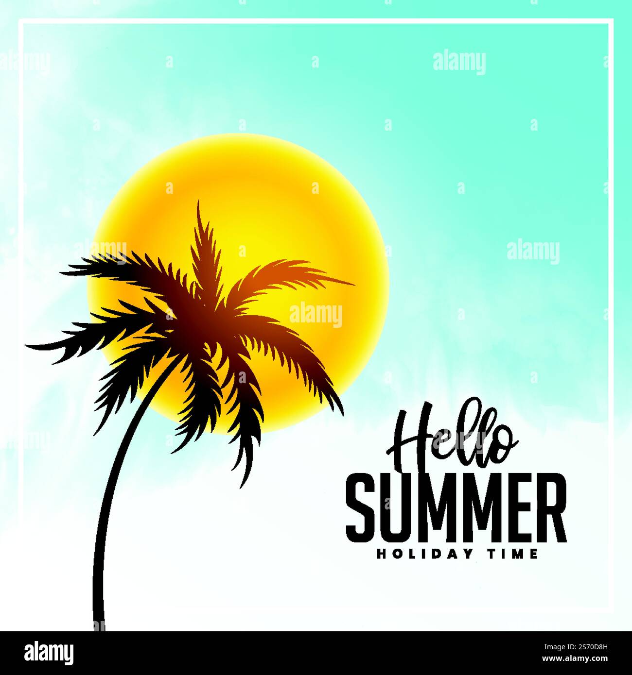 bright hello summer palm tree and sun background Stock Vector Image ...