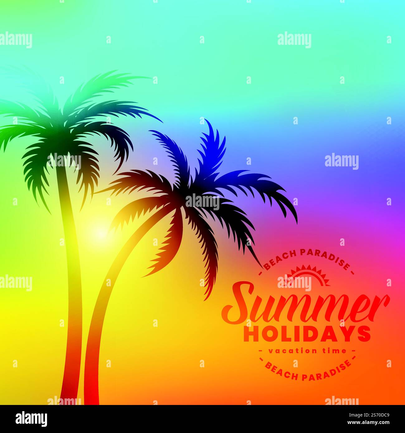 lovely colorful summer holidays background with palm trees Stock Vector ...